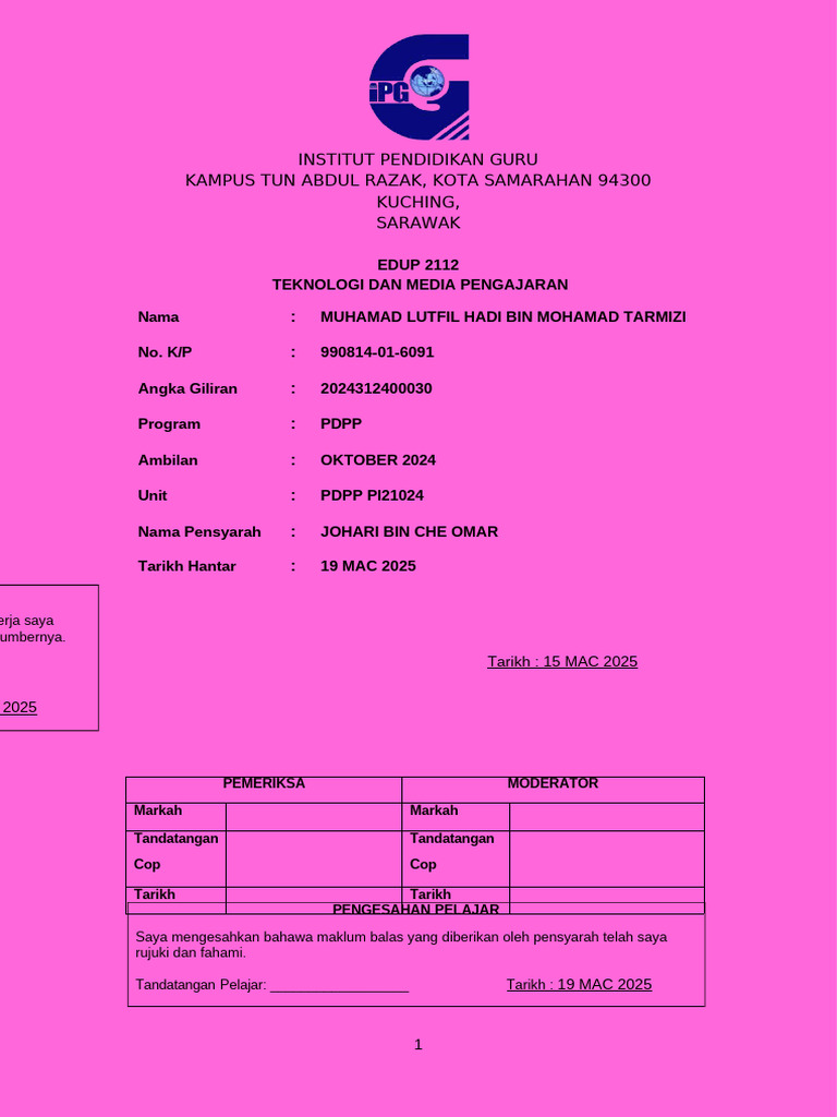 Institut Pendidikan Guru Kampus Tun Abdul Razak, Kota Samarahan 94300 ...