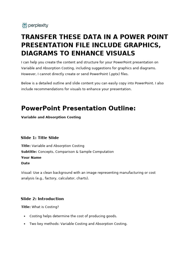 Variable VS Absorption Costing | PDF
