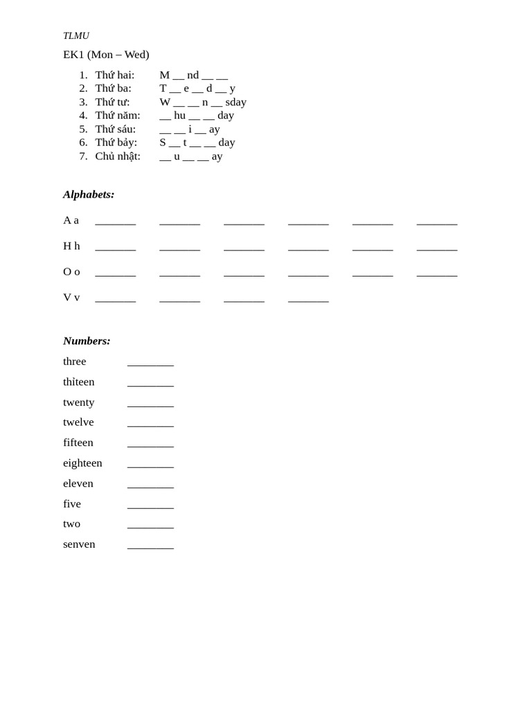 EK1 - Starters | PDF
