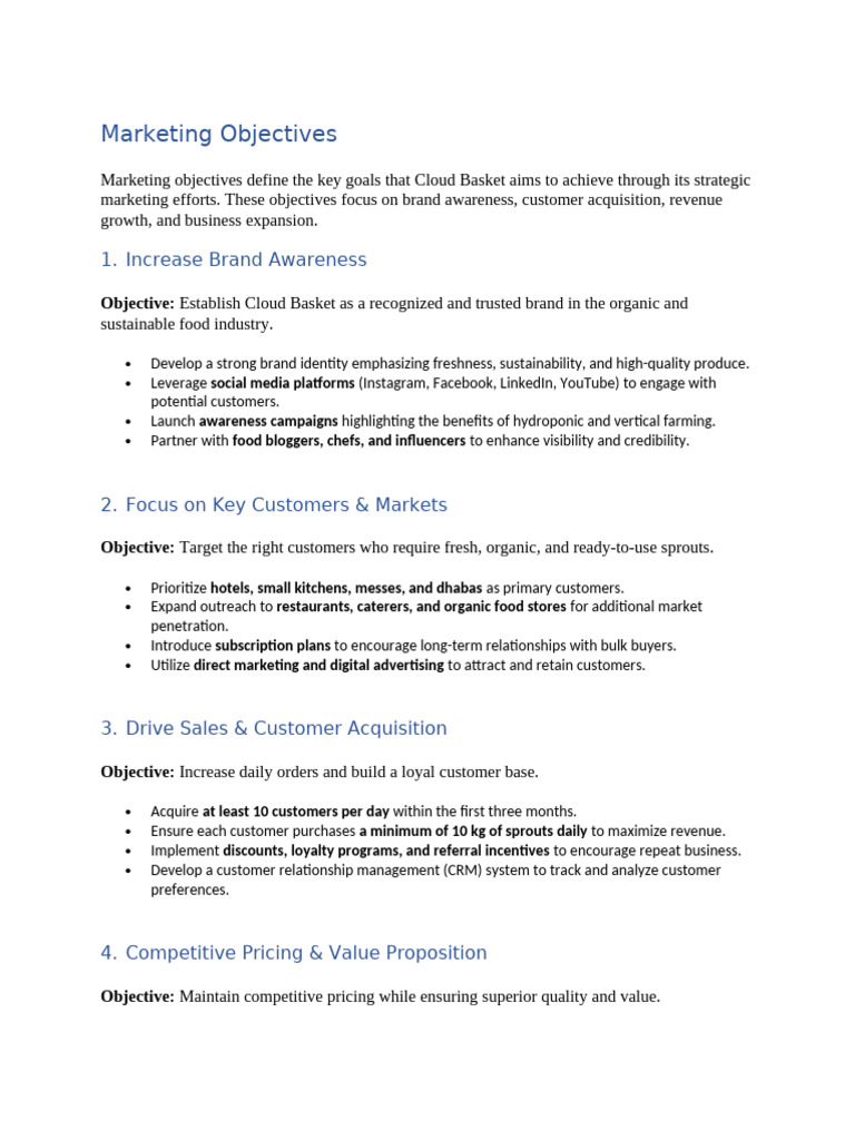 Marketing Objectives | PDF | Marketing | Marketing Strategy