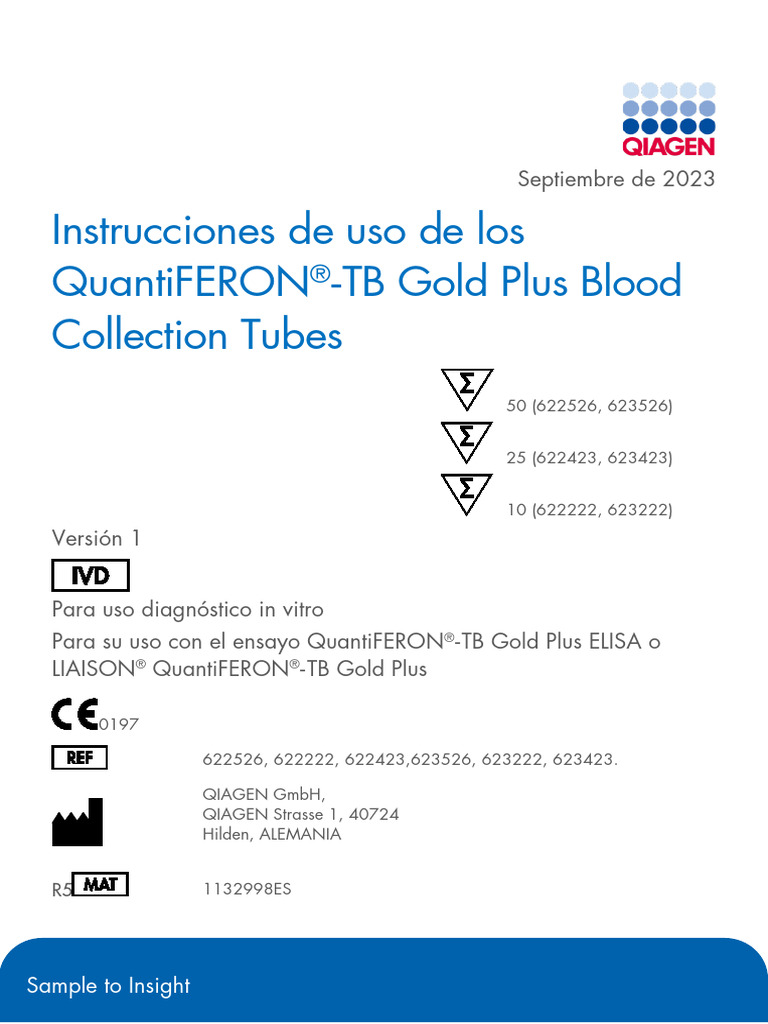 HB-3366-002 R5 1132998 IVDr QF TB Gold Plus BCT ROW 0923 FINAL ES | PDF | Especialidades Medicas
