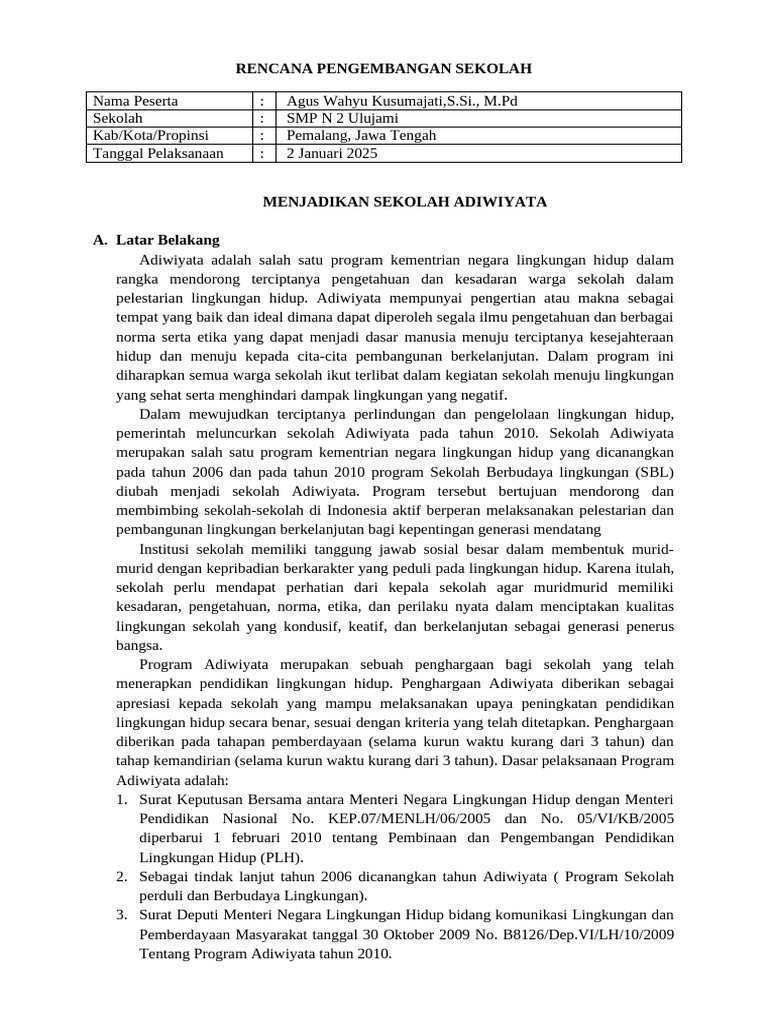 LK.3. Template - RENCANA PENGEMBANGAN SEKOLAH | PDF