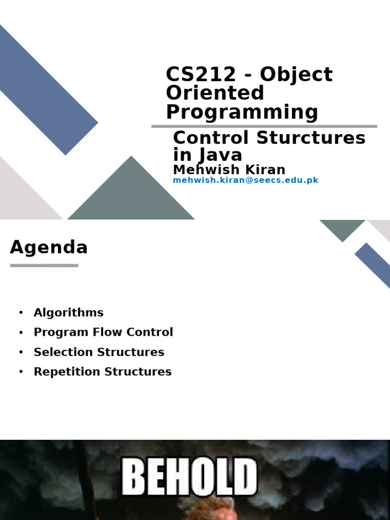 CS212 - Object Oriented Programming-Week1-3 | PDF | Control Flow | Algorithms