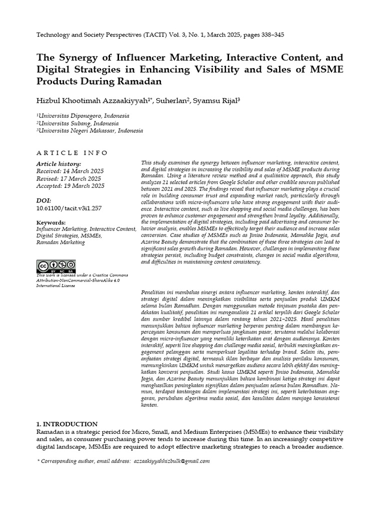 The Synergy of Influencer Marketing, Interactive Content, and Digital Strategies in Enhancing ...