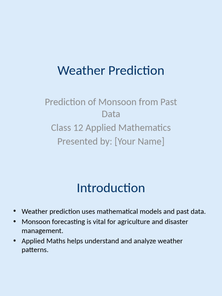 Weather Prediction Monsoon Class12 15slides | PDF | Prediction ...