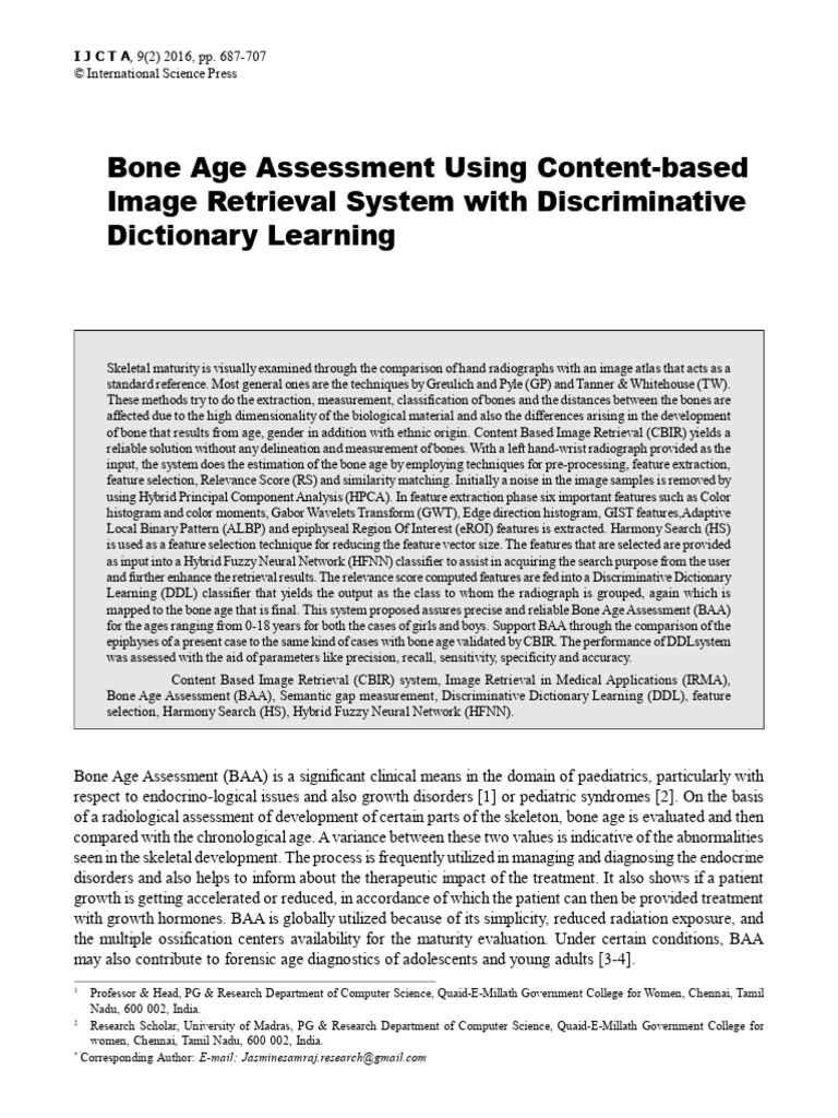 Bone Age Assessment via CBIR System | PDF | Principal Component ...