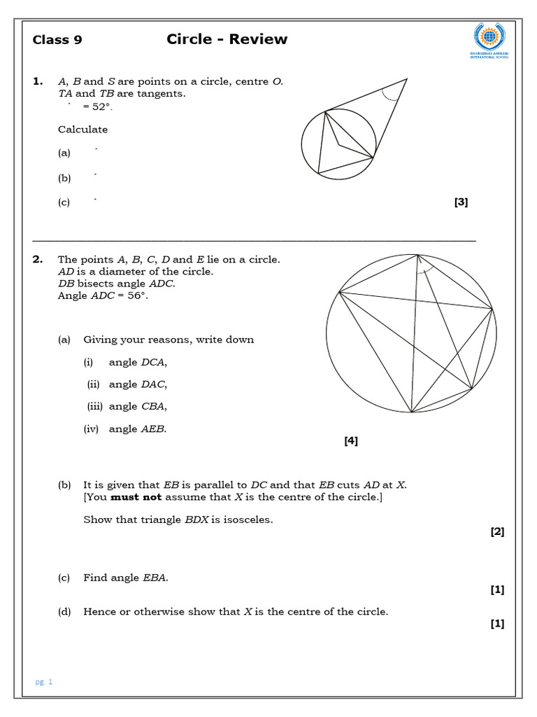 Review Circle | PDF | Circle | Classical Geometry