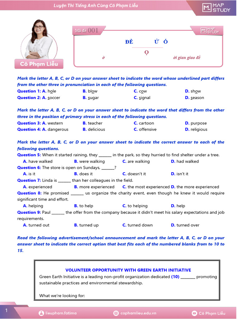 ĐỀ THI THỬ LẦN 6 THEO FORM MINH HỌA - DÀNH CHO HS 2K7 8 9 | PDF | Pollution | Water Pollution