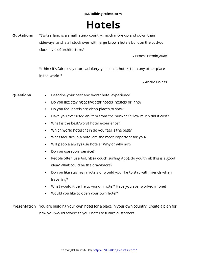 Innovative Hotel Experiences Discussion | PDF
