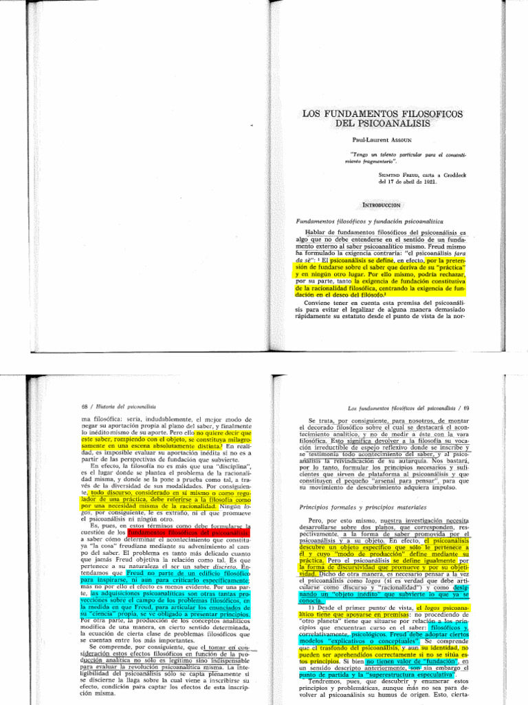 ASSOUN. Los Fundamentos Filosóficos Del Psicoanálisis. | PDF