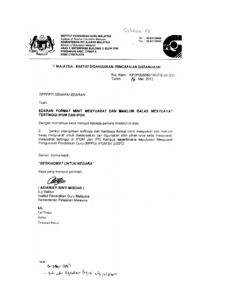 Contoh Format Minit IPGM | PDF