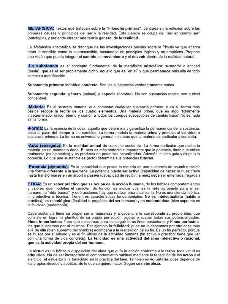 Conceptos Aritóteles-AMP | PDF | Teoría de sustancias | Platón