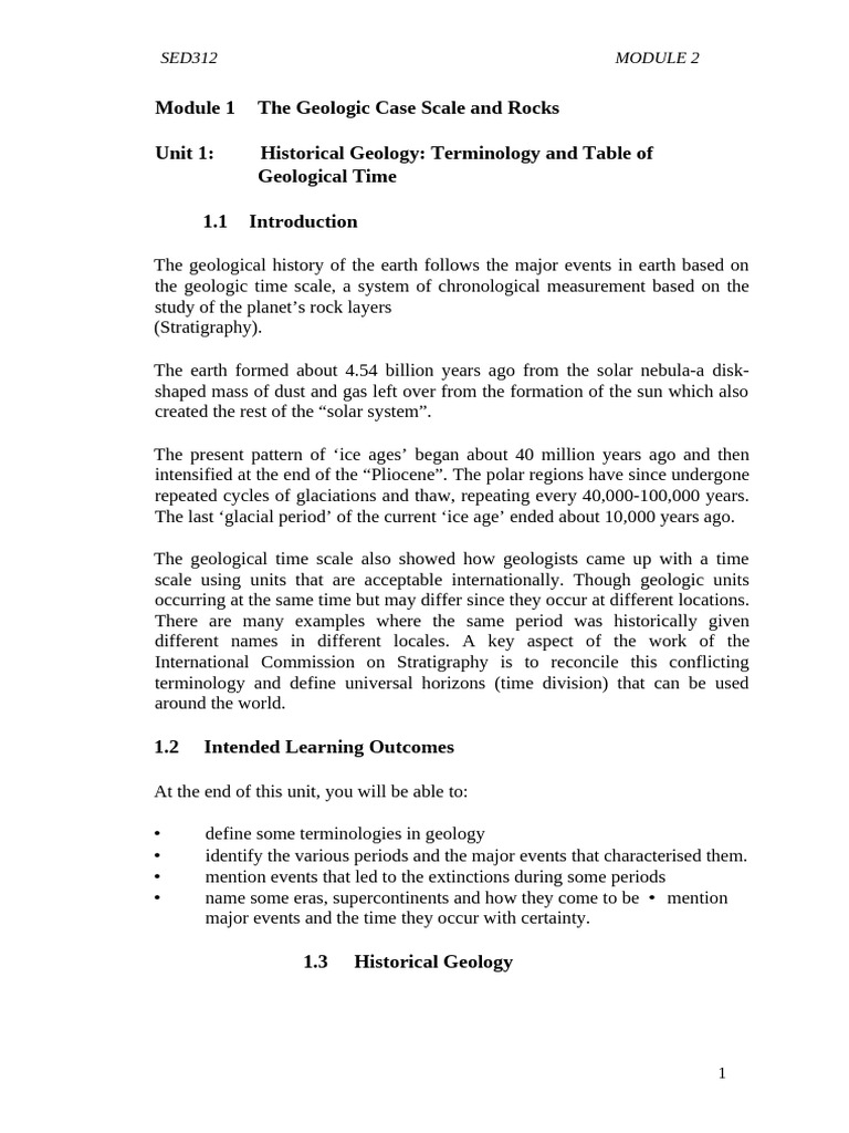 Module 1 The Geologic Case Scale and Rocks Unit 1: Historical Geology ...