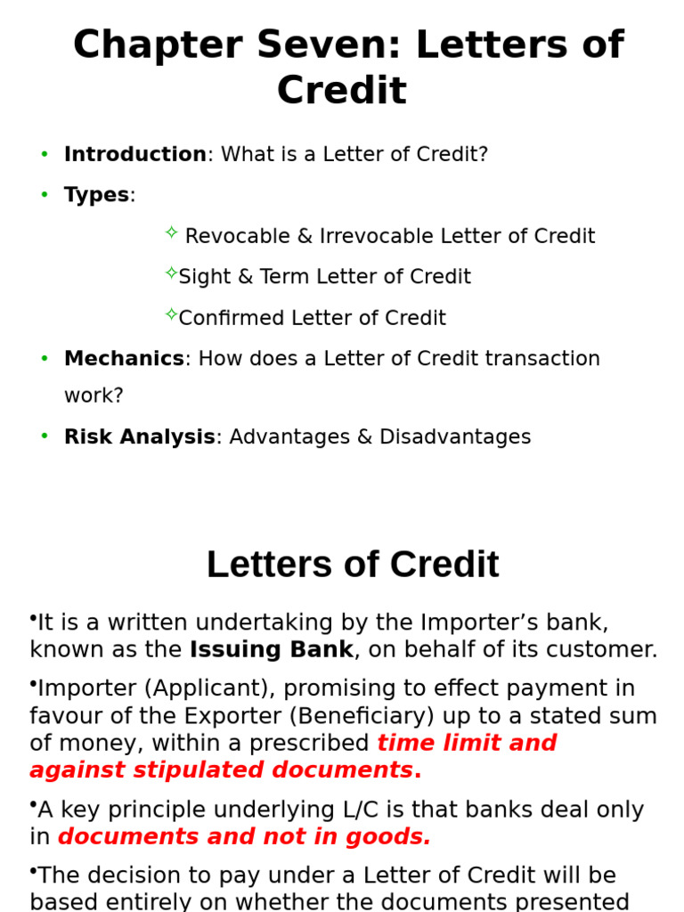 CH 7 Letters of Credit | PDF | Letter Of Credit | Business Law