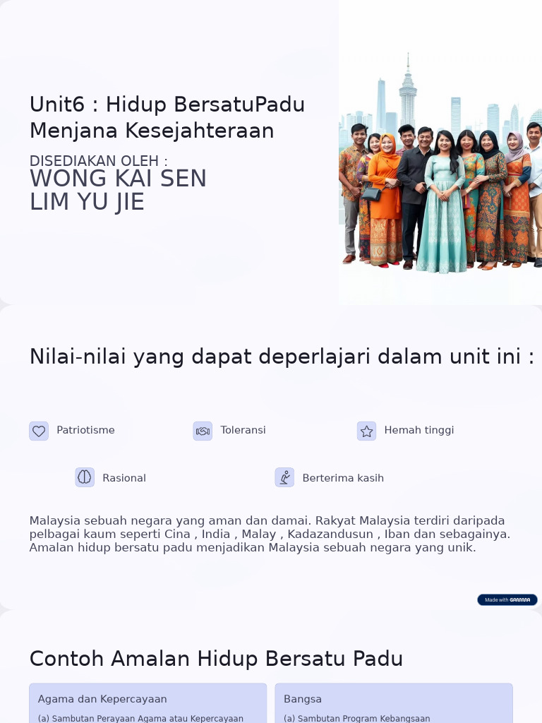 Unit6 Hidup BersatuPadu Menjana Kesejahteraan | PDF