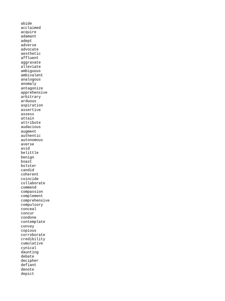 C1 English Vocabulary List PDF | PDF
