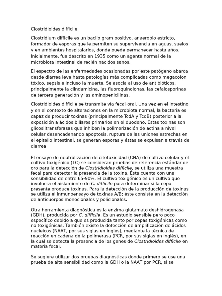 Clostridioides Difficile | PDF | Especialidades Medicas | Microbiología