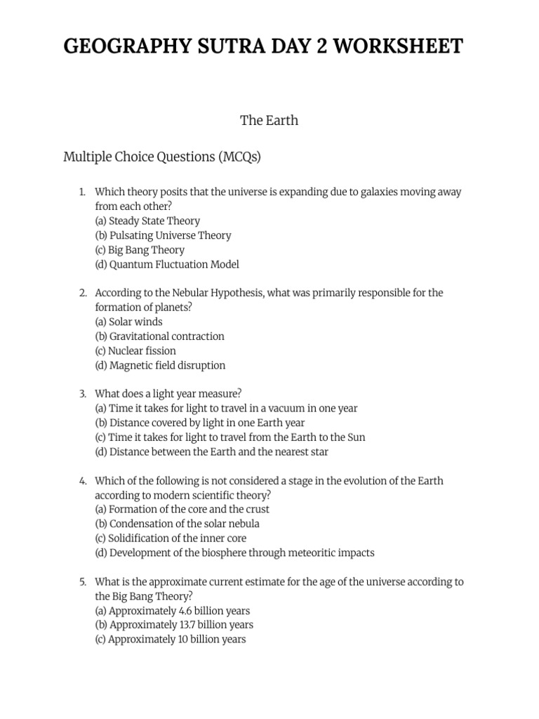 Origin of Earth Answer Key | PDF | Atmosphere | Big Bang