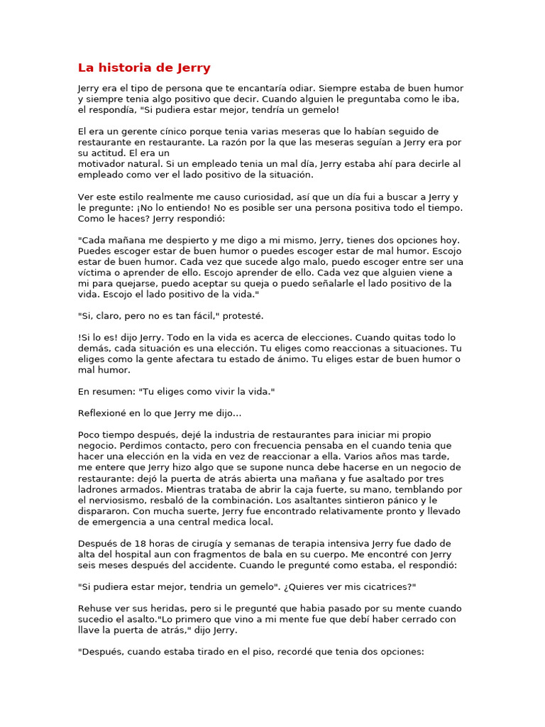 La Historia de Jerry | PDF | Humor
