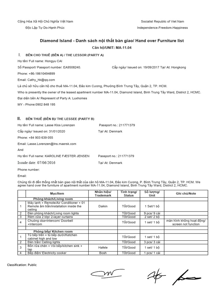 MA1104 Furniture List | PDF