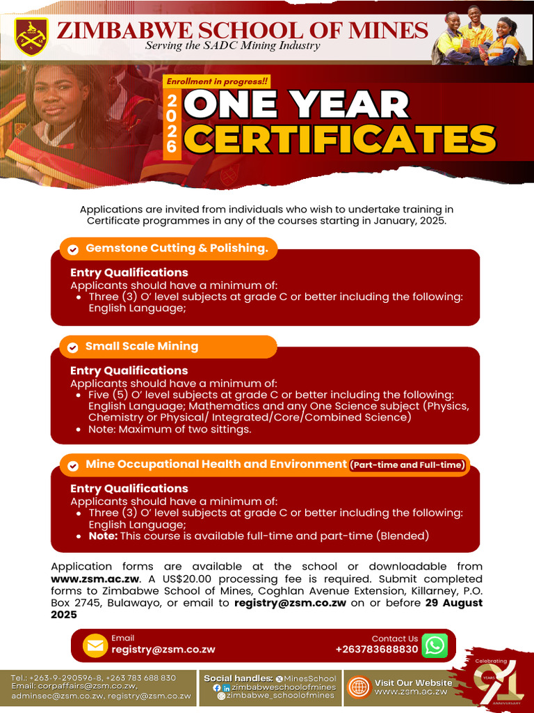 One Year Certificates - January 2026 Intake | PDF