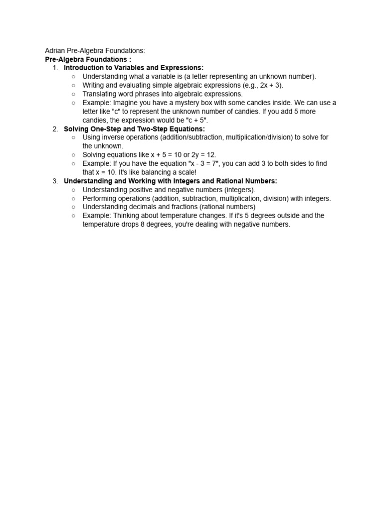 Adrian Pre-Algebra Foundations | PDF