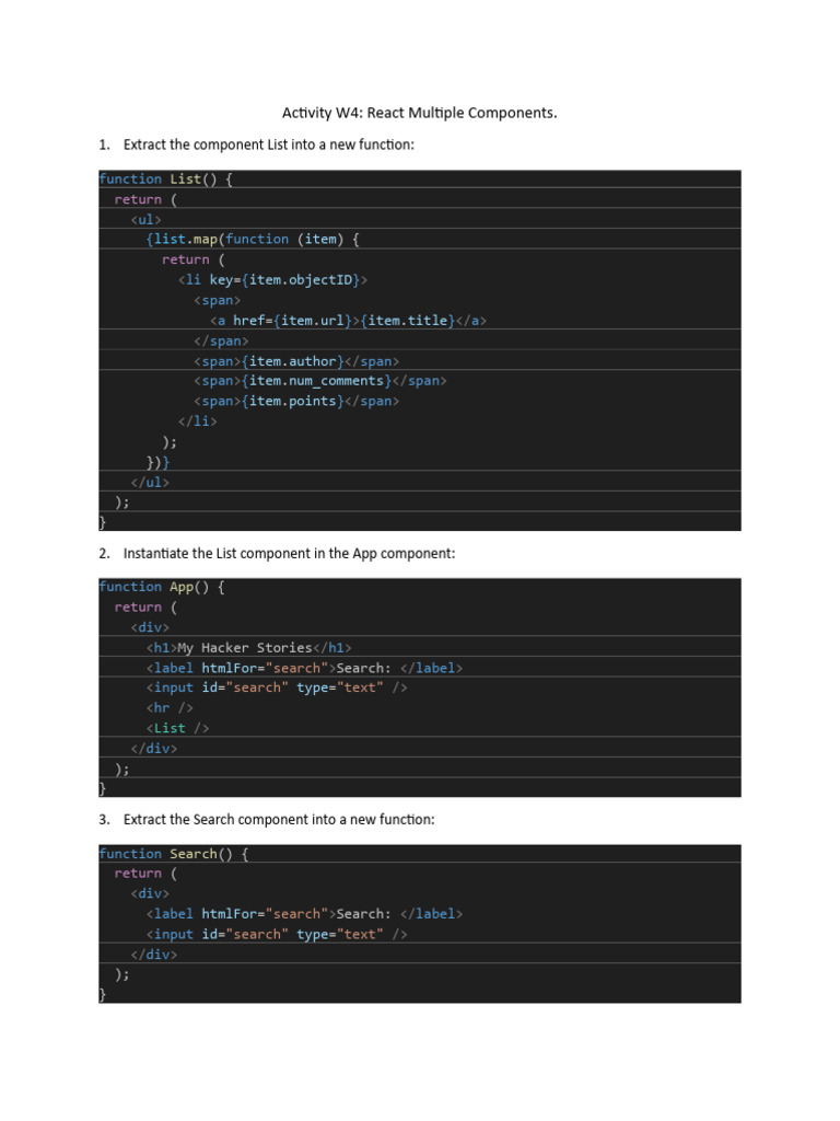 W4 React Mutiple Components | PDF