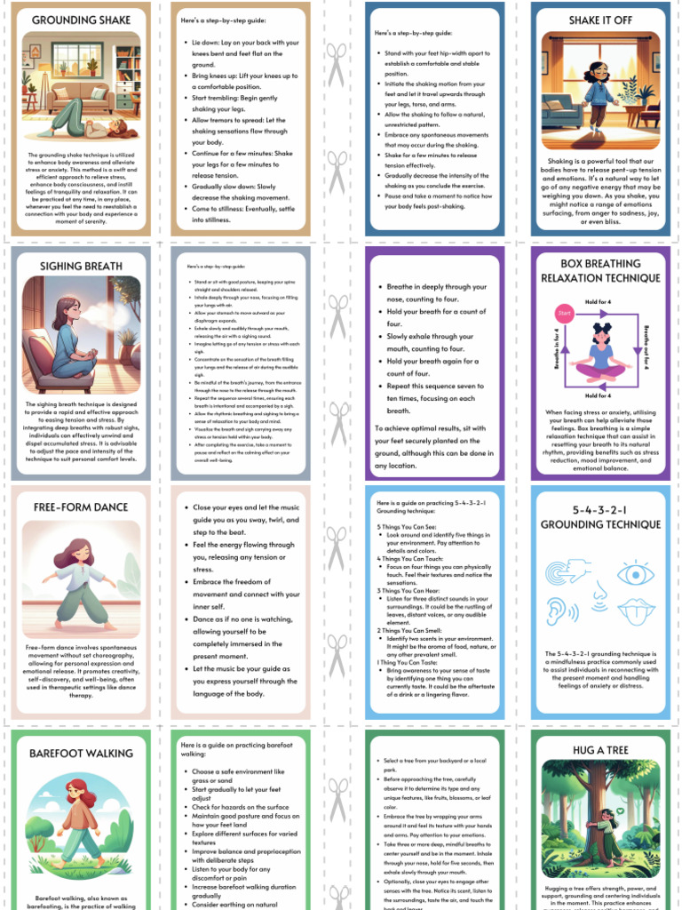 Somatic Therapy Coping Skill Cards A4 | PDF