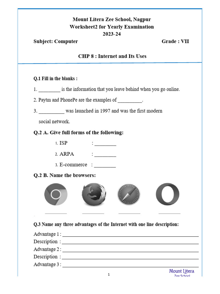 Grade7 Computer WS2 Chp8 | PDF