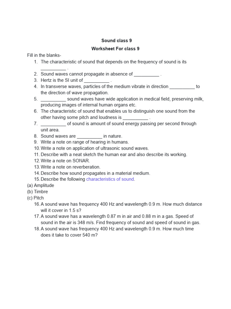 Class 9 Sound Notes and Solutions | PDF | Sound | Ultrasound