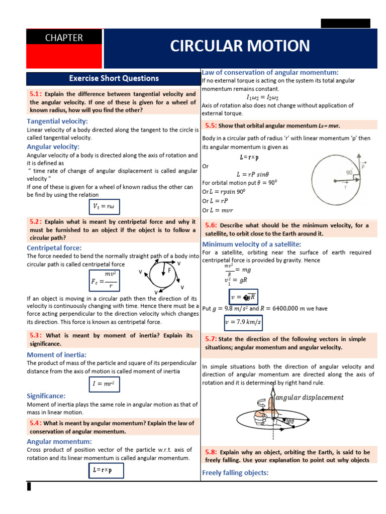Chapter 5 Short Question +numericals by BABAR ALI | PDF | Rotation Around A Fixed Axis | Angular ...