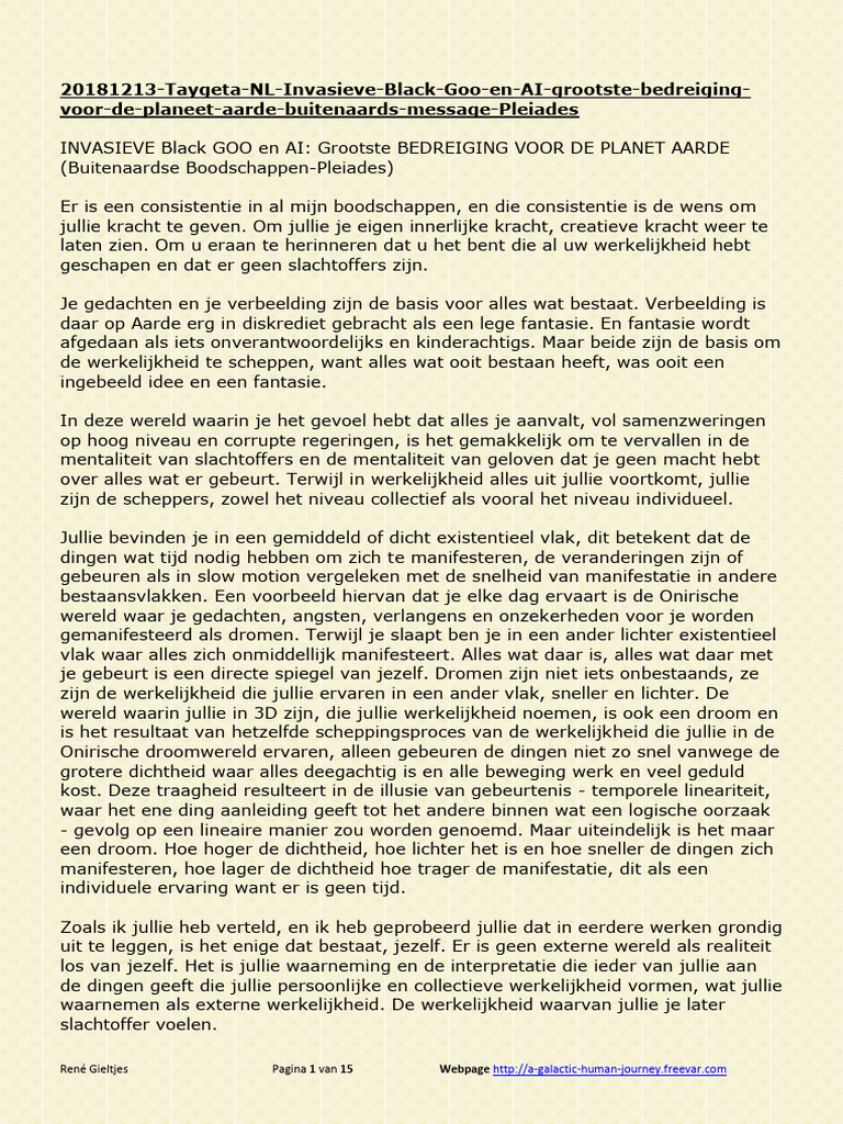 Taygeta NL Invasieve Black Goo en AI Grootste Bedreiging Voor de Planeet Aarde | PDF