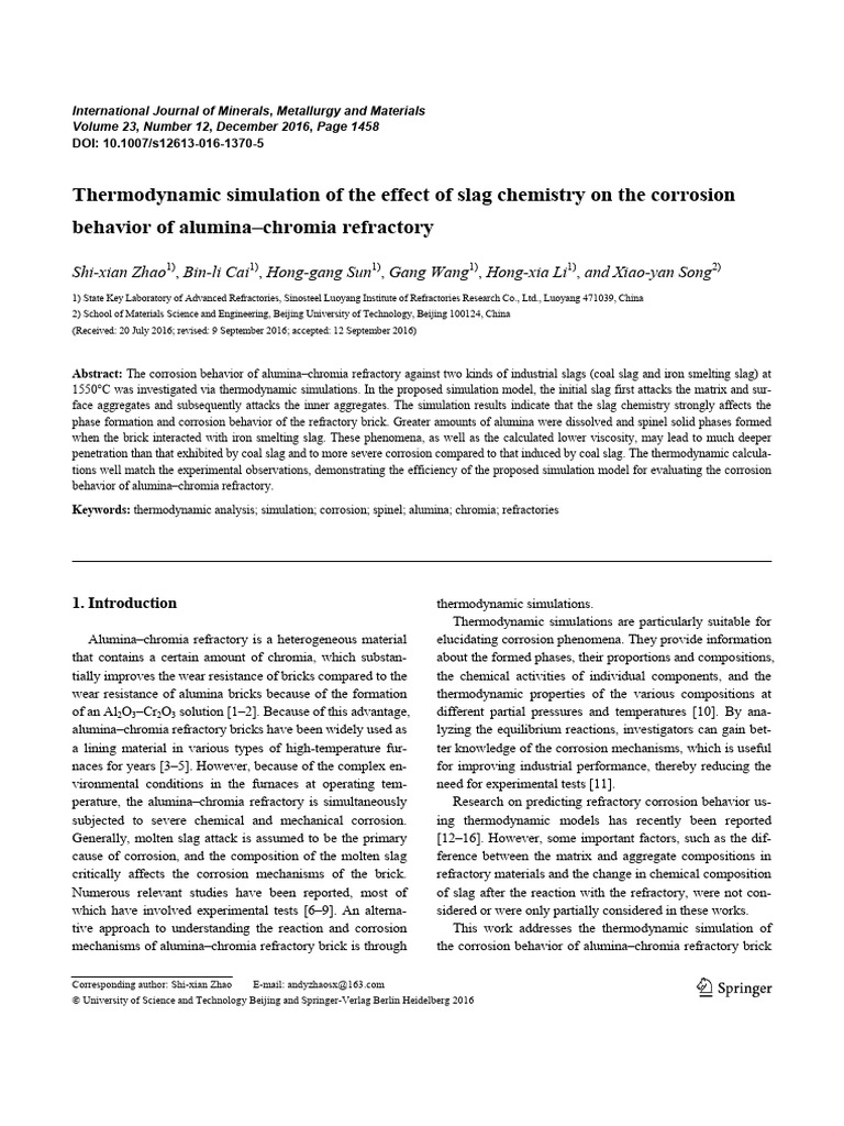 Thermodynamic Simulation of The Effect of Slag Chemistry On The ...