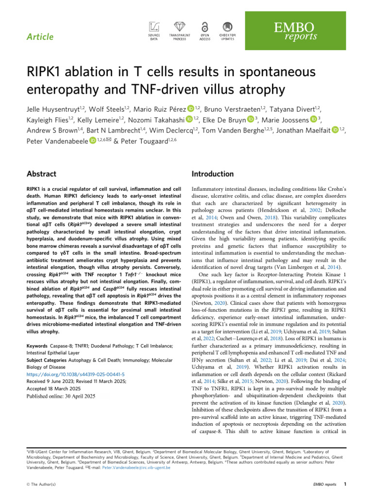 Hults in Spontaneous Enteropathy and TNF Driven Villus Atrophy | PDF ...