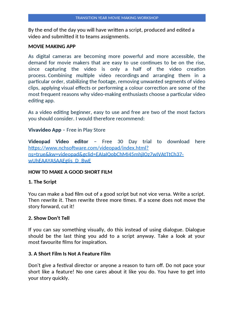 Essential Guide to Short Film Creation | PDF | Filmmaking