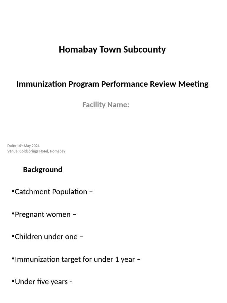 EPI Facility Presentation Template - Homabay Town | PDF | Viral ...