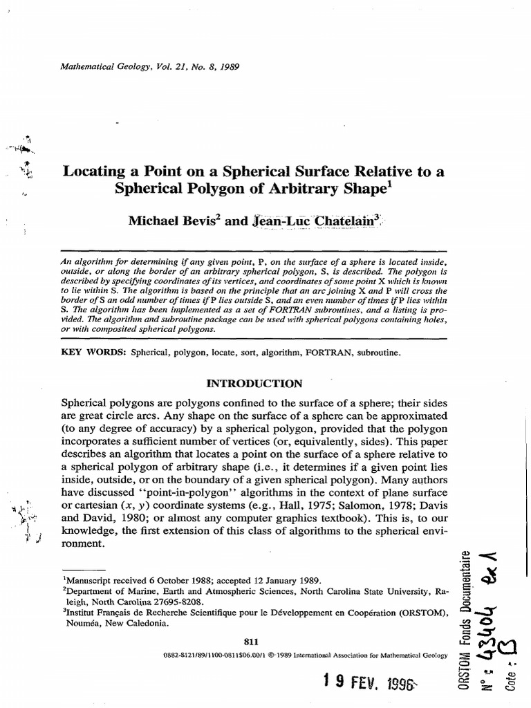 Bevis Chatelain - Mathematical Geology 1989 | PDF | Sphere | Geometric Shapes