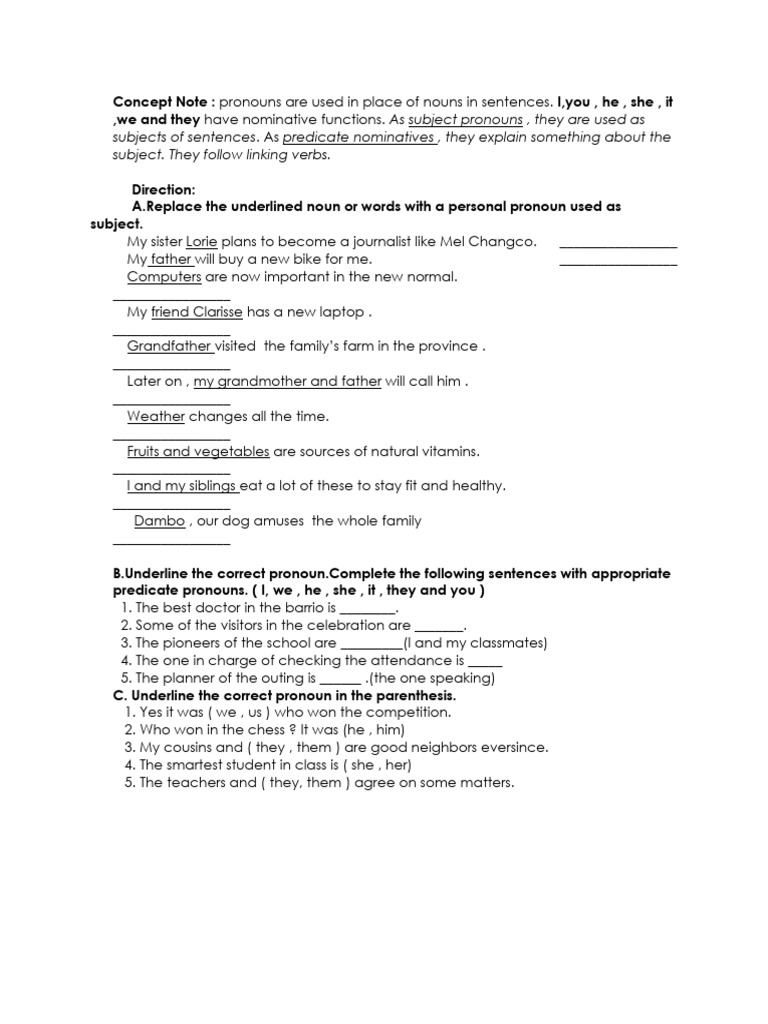 Understanding Subject and Object Pronouns | PDF | Subject (Grammar ...