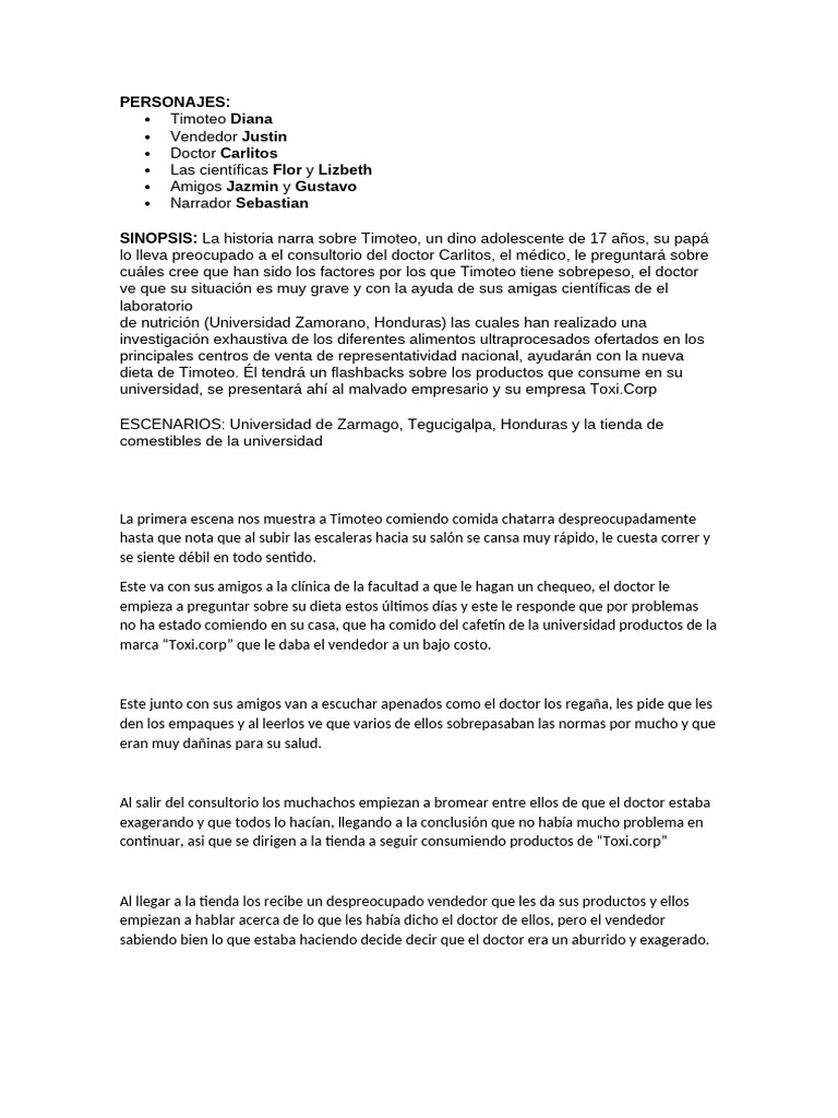Timoteo y la lucha contra la comida chatarra | PDF