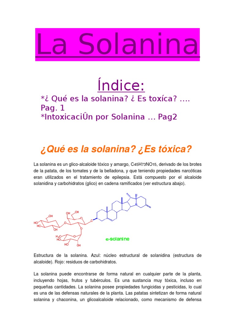 La Solanina | PDF | Toxicología | Especialidades Medicas