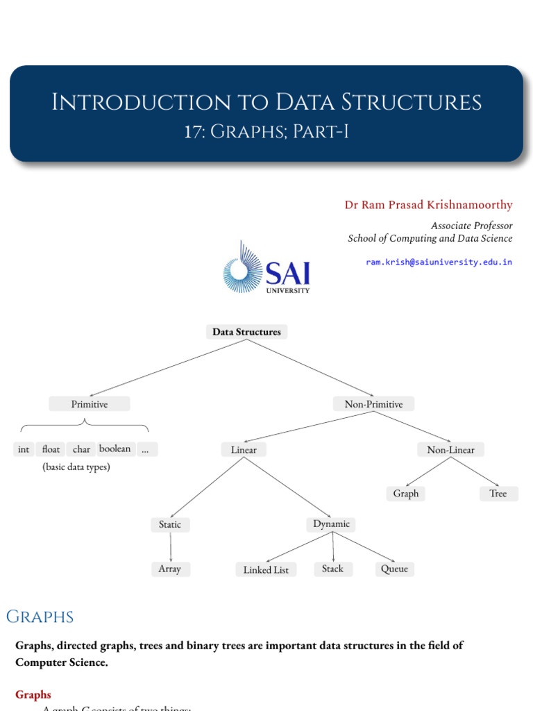 DS_17_Graphs_Part-I | PDF | Vertex (Graph Theory) | Combinatorics