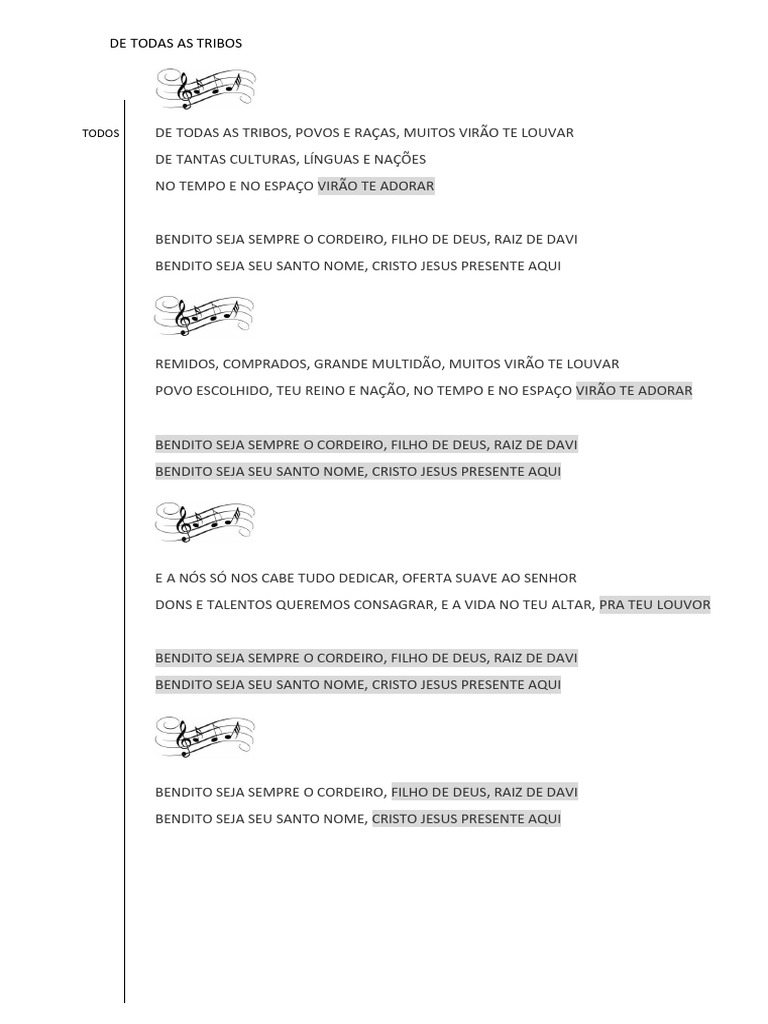 De Todas As Tribos - Vocal | PDF