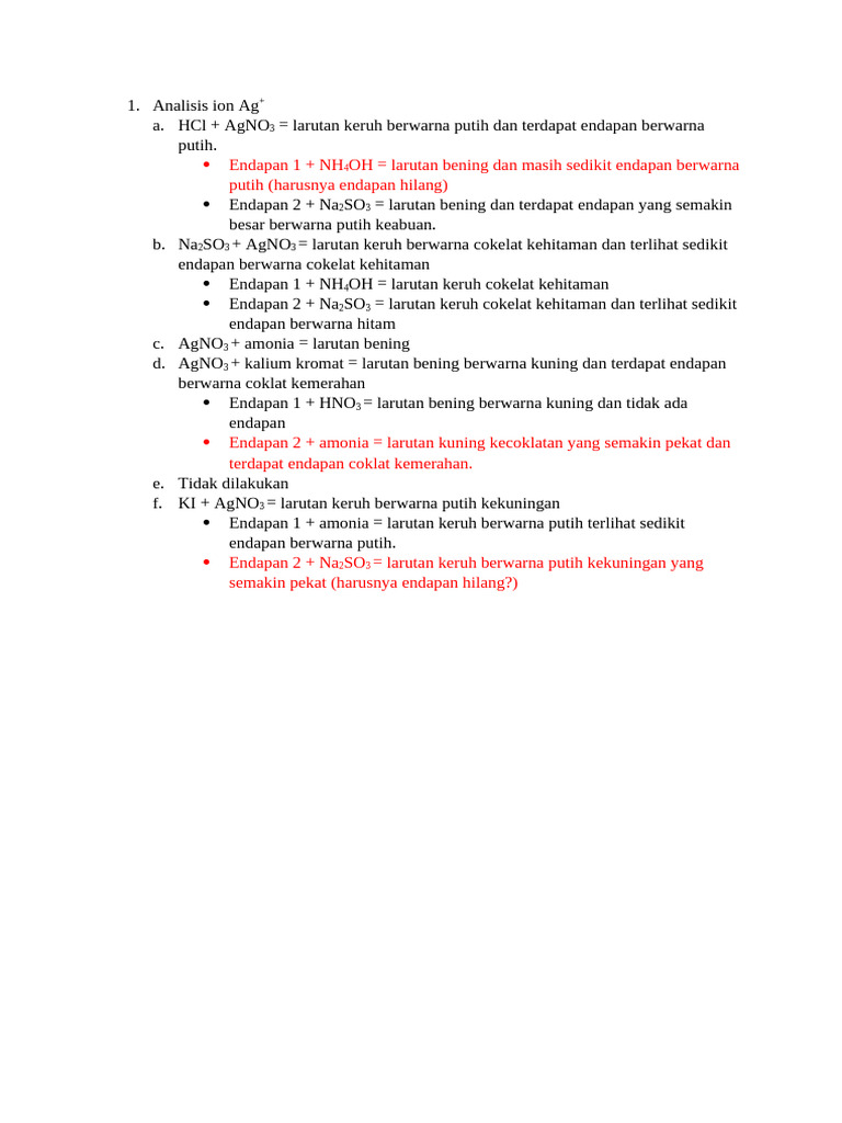 Analisis Kualitatif Ion Ag+ | PDF