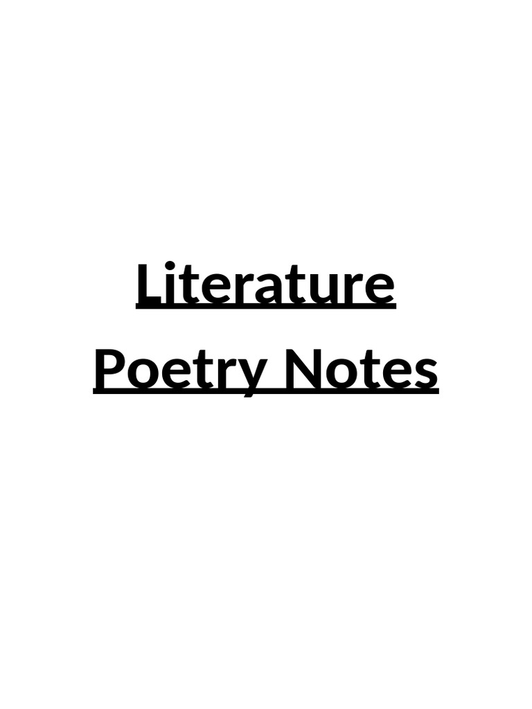 Literature Poetry Notes | PDF | Poetry | Dream