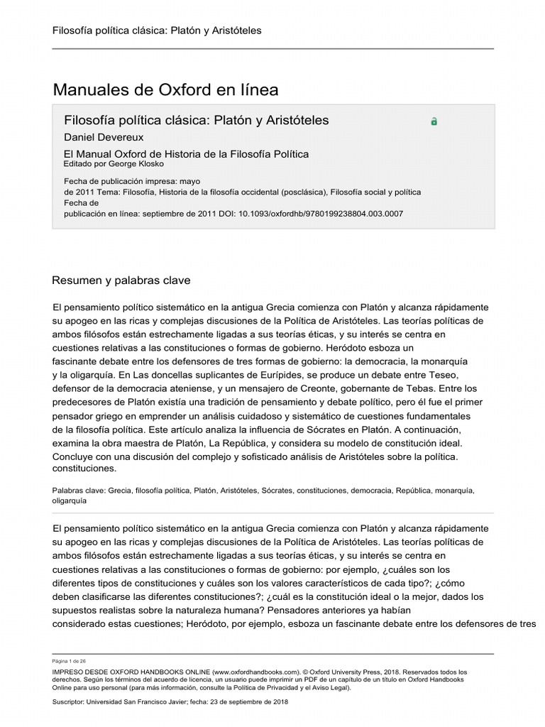 Classical Political Philosophy Plato and Aristotle (2) (1) | PDF ...