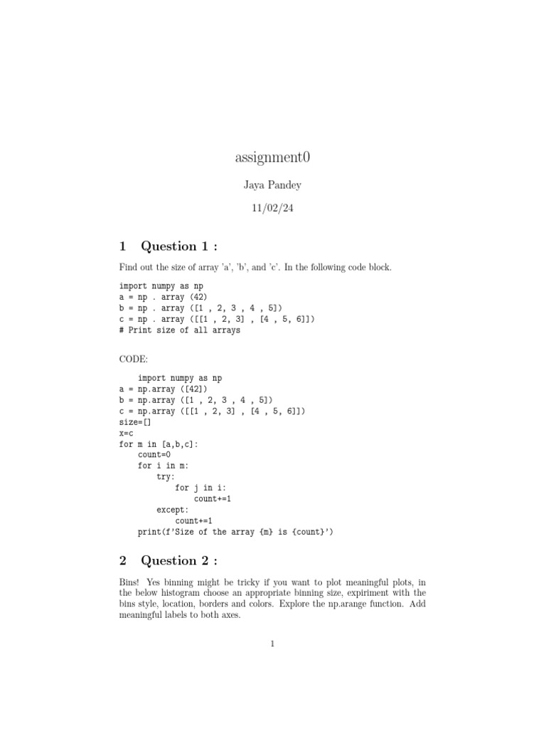 Assignment0 J | PDF | Matrix (Mathematics) | Mathematical Analysis