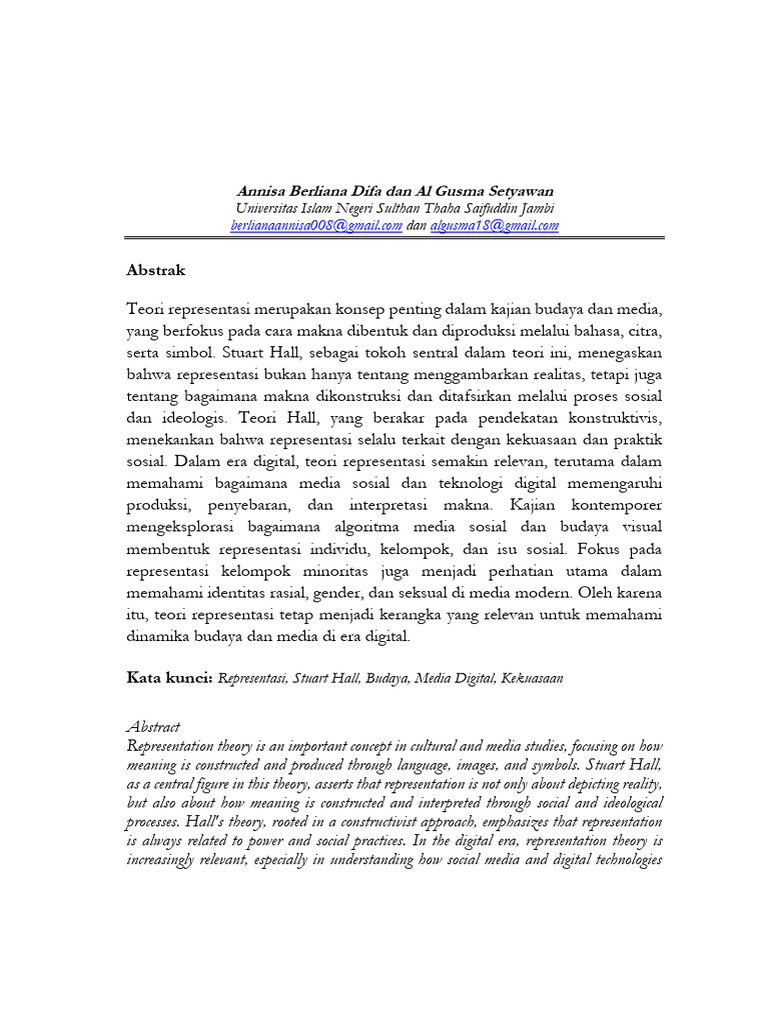 Teori Representasi Media Stuart Hall | PDF