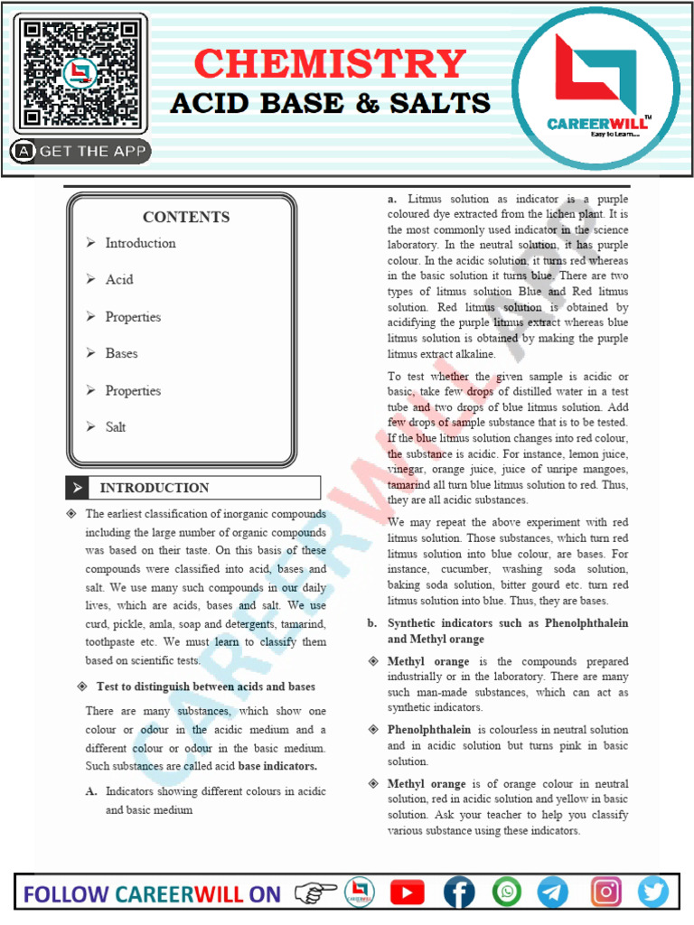 Acid Base & Salts_crwill | PDF | Acid | Salt (Chemistry)