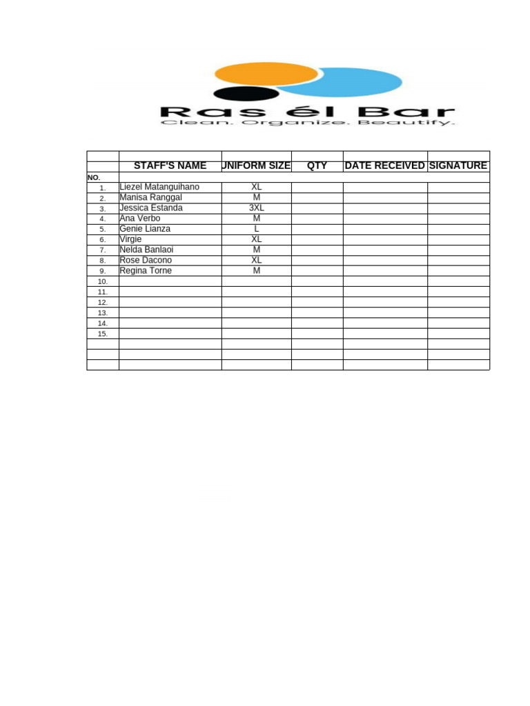 Staff Uniform Form | PDF