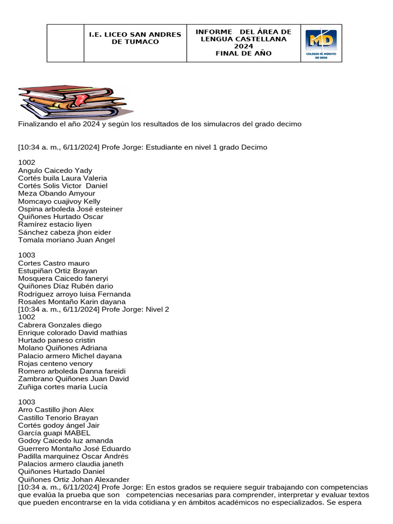 INFORME CASTELLANO 2024 FINAL YAMI | PDF